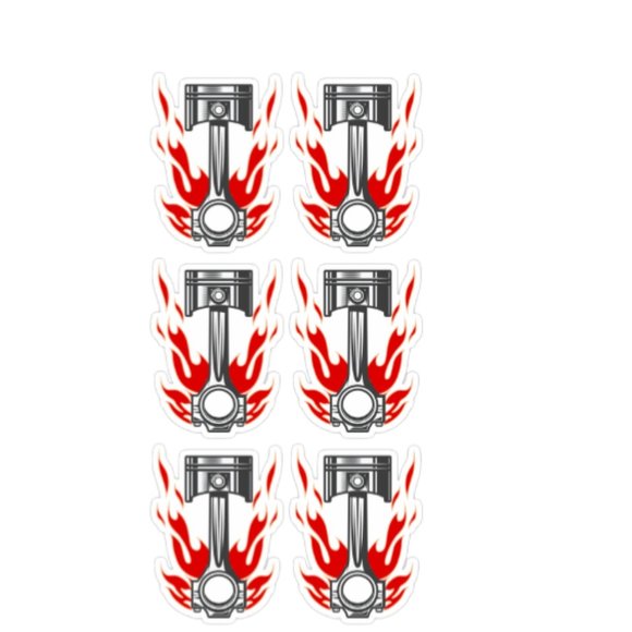 Design | Flaming Piston Hot Rod Laminated Vinyl Stickers 158 | Poshmark